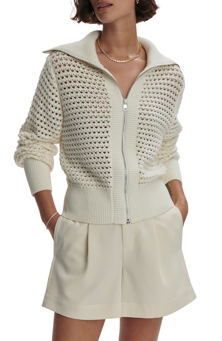 Varley Eloise Open Stitch Cotton Zip-Up Cardigan | Nordstromrack