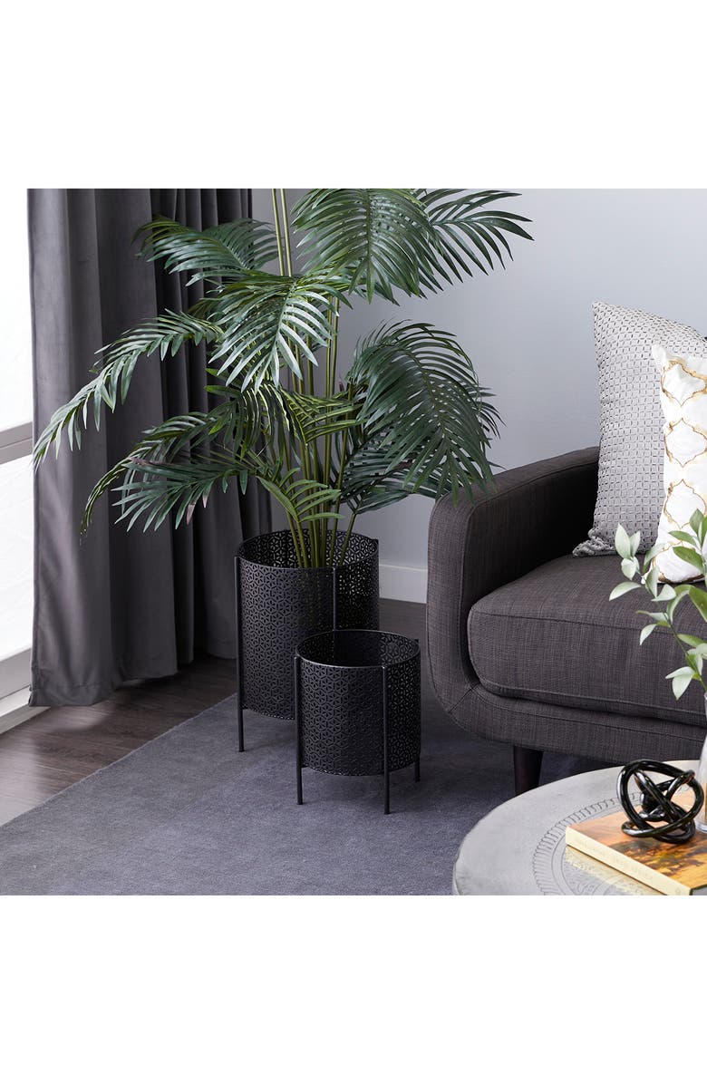 COSMO BY COSMOPOLITAN Black Metal Contemporary Planter with Removable ...