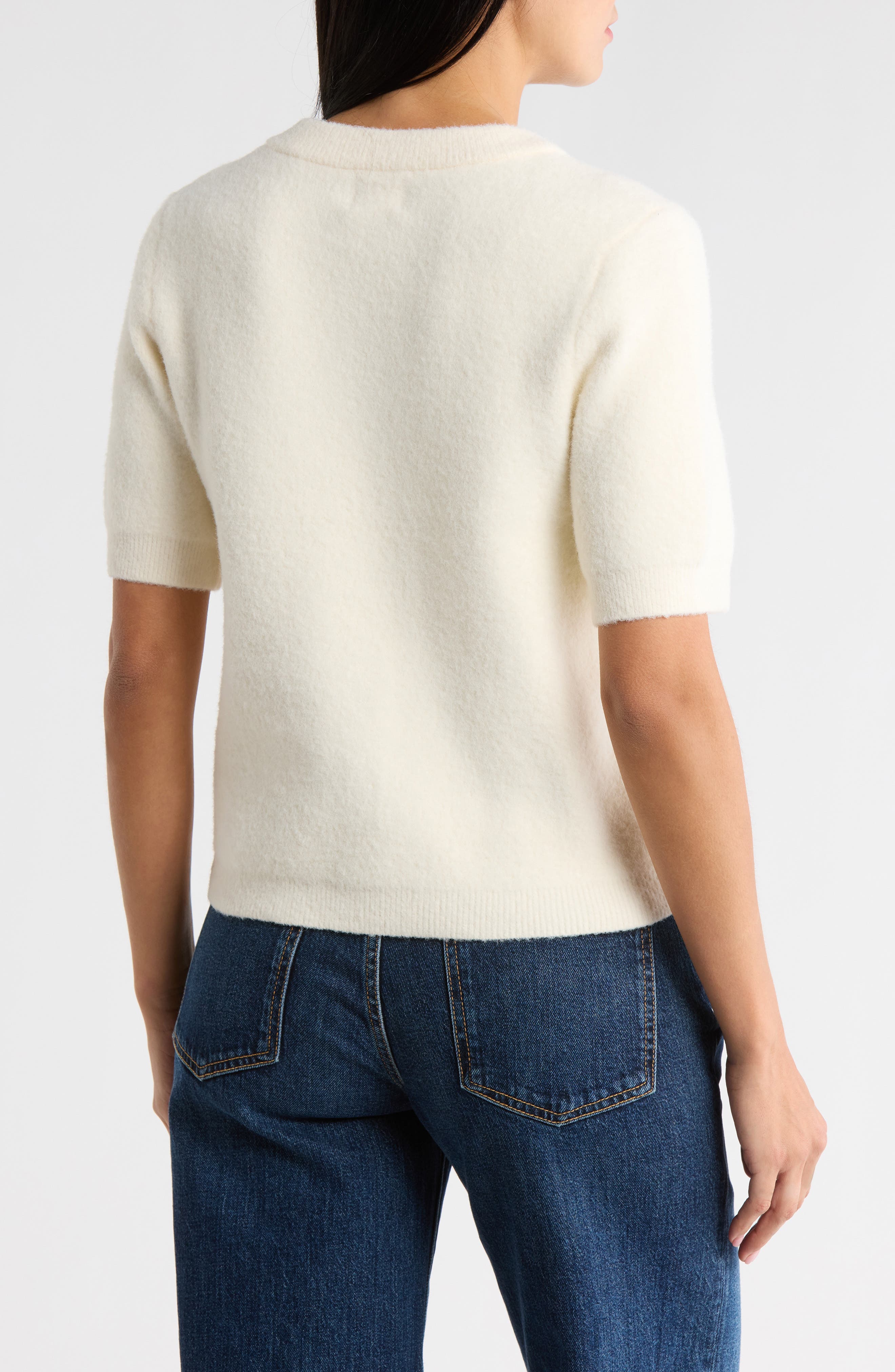 Muse Bow Button Short Sleeve Cardigan | Nordstromrack