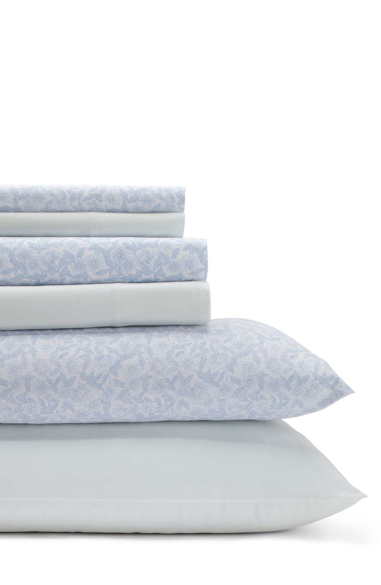 Laura Ashley Belle 6-Piece Blue Floral Cotton Queen Sheet Set ...