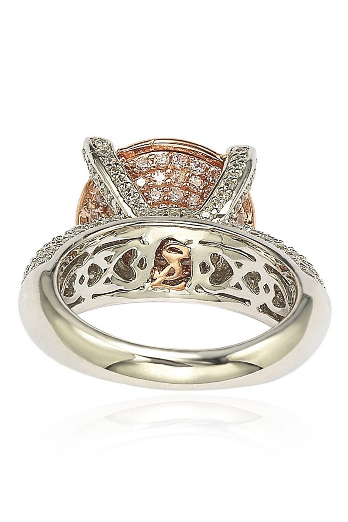 SUZY LEVIAN Sterling Silver & 14K Rose Gold Plated Pavé Pink CZ Ring ...