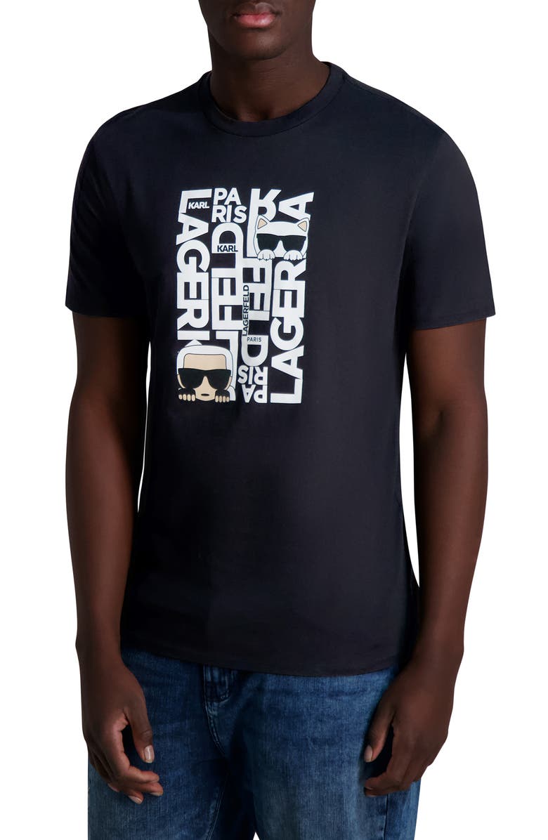 KARL LAGERFELD PARIS Vertical Karl and Choupette Logo Graphic T-Shirt ...