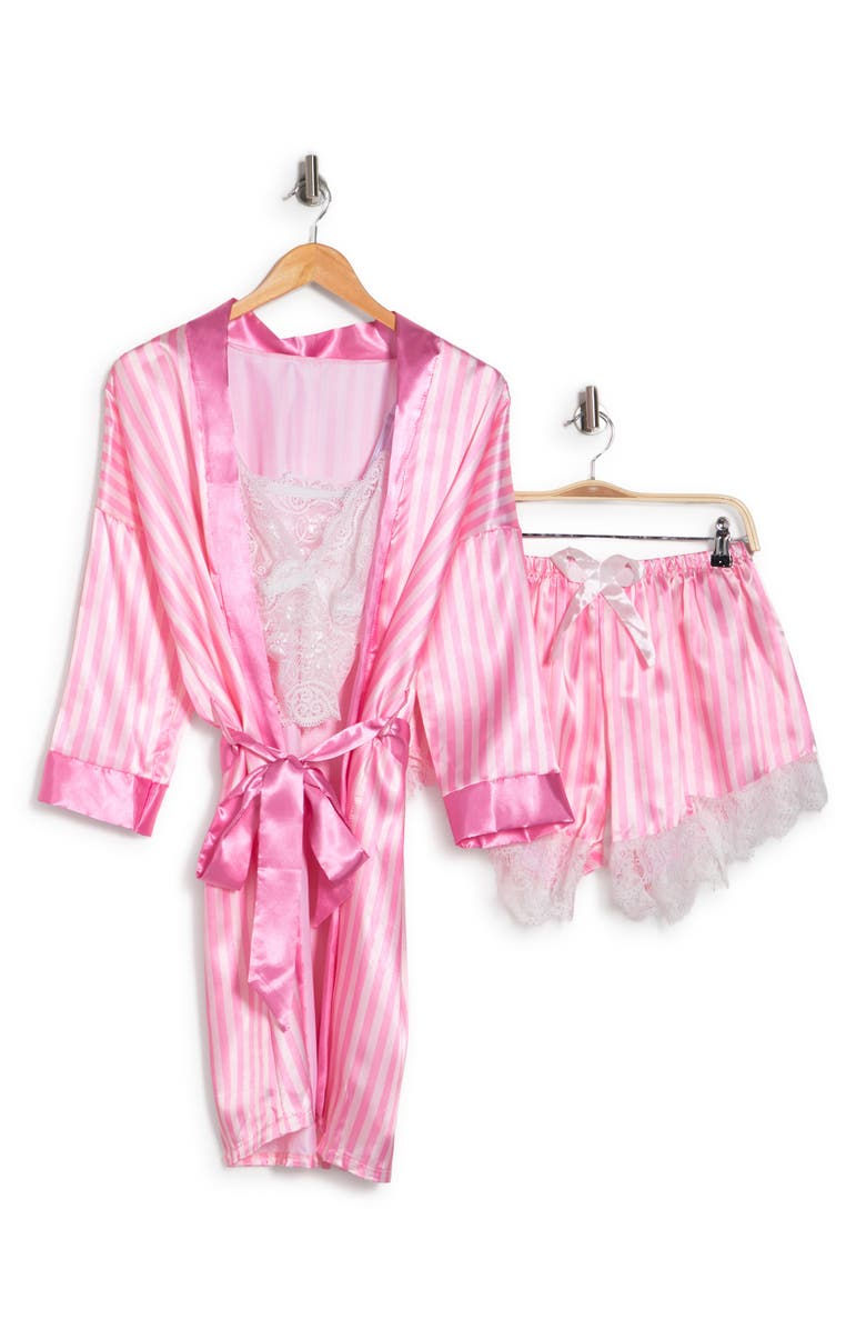 EAG Satin Chiffon Lace Pajama & Robe Set | Nordstromrack