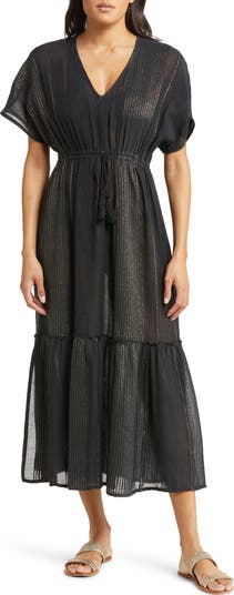 Elan Metallic Cover-Up Maxi Dress | Nordstrom