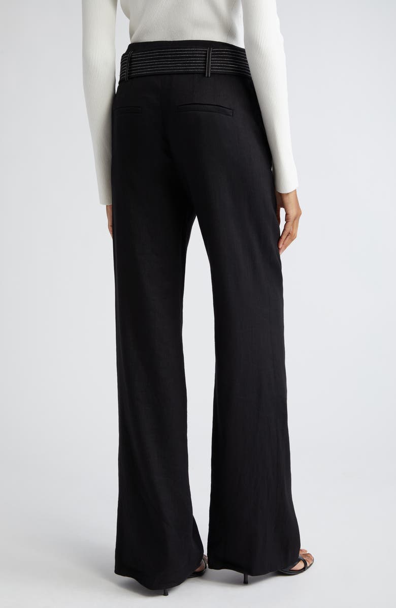 Veronica Beard Sunny Button Tab Linen Blend Wide Leg Pants | Nordstrom