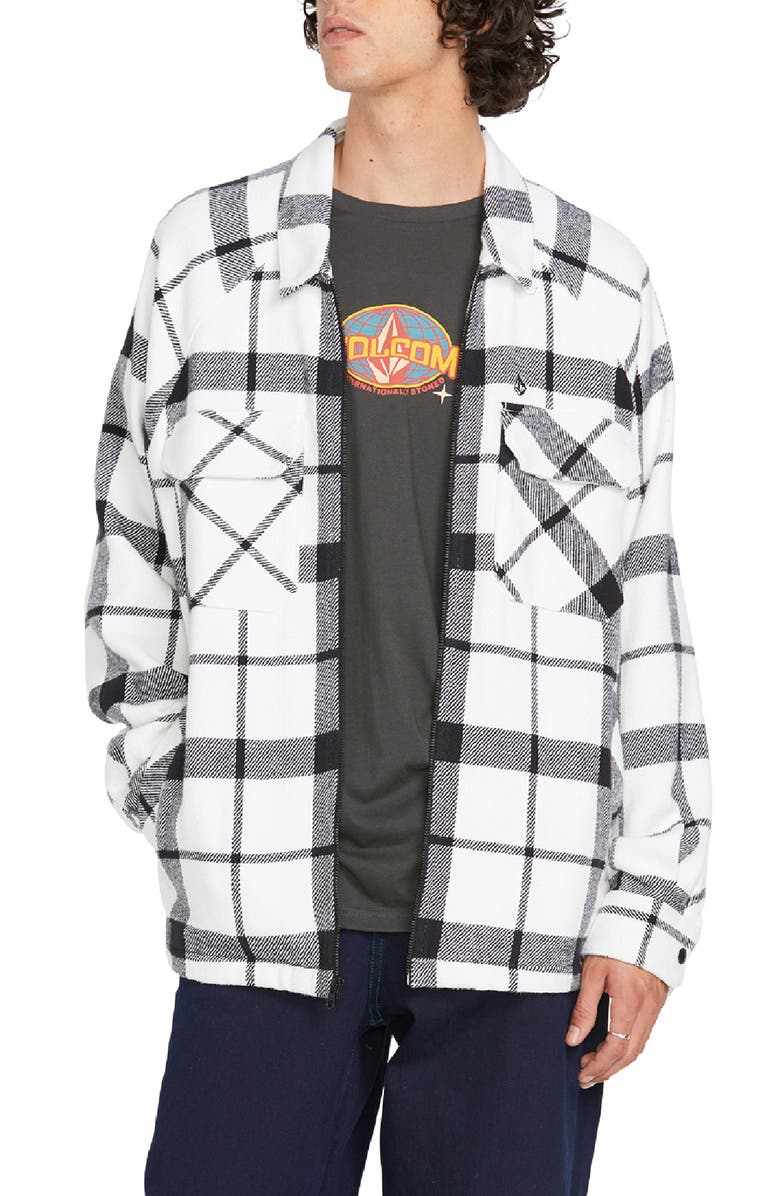 Volcom Bartostone Plaid Long Sleeve Flannel Zip Front Shirt | Nordstromrack