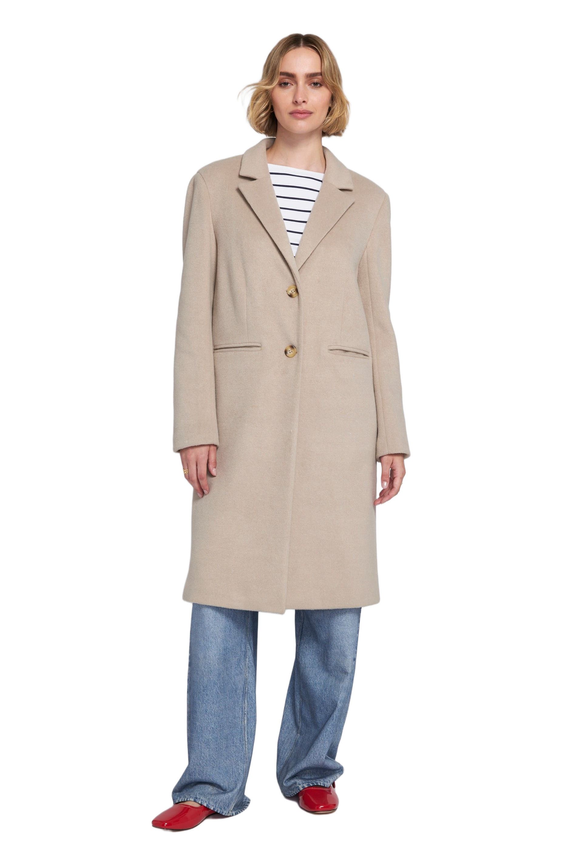 ELLE Collection Melton Coat With Printed Lining Trench | Nordstrom