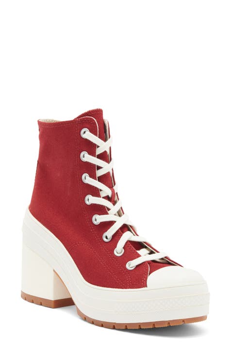 High top red sneakers store