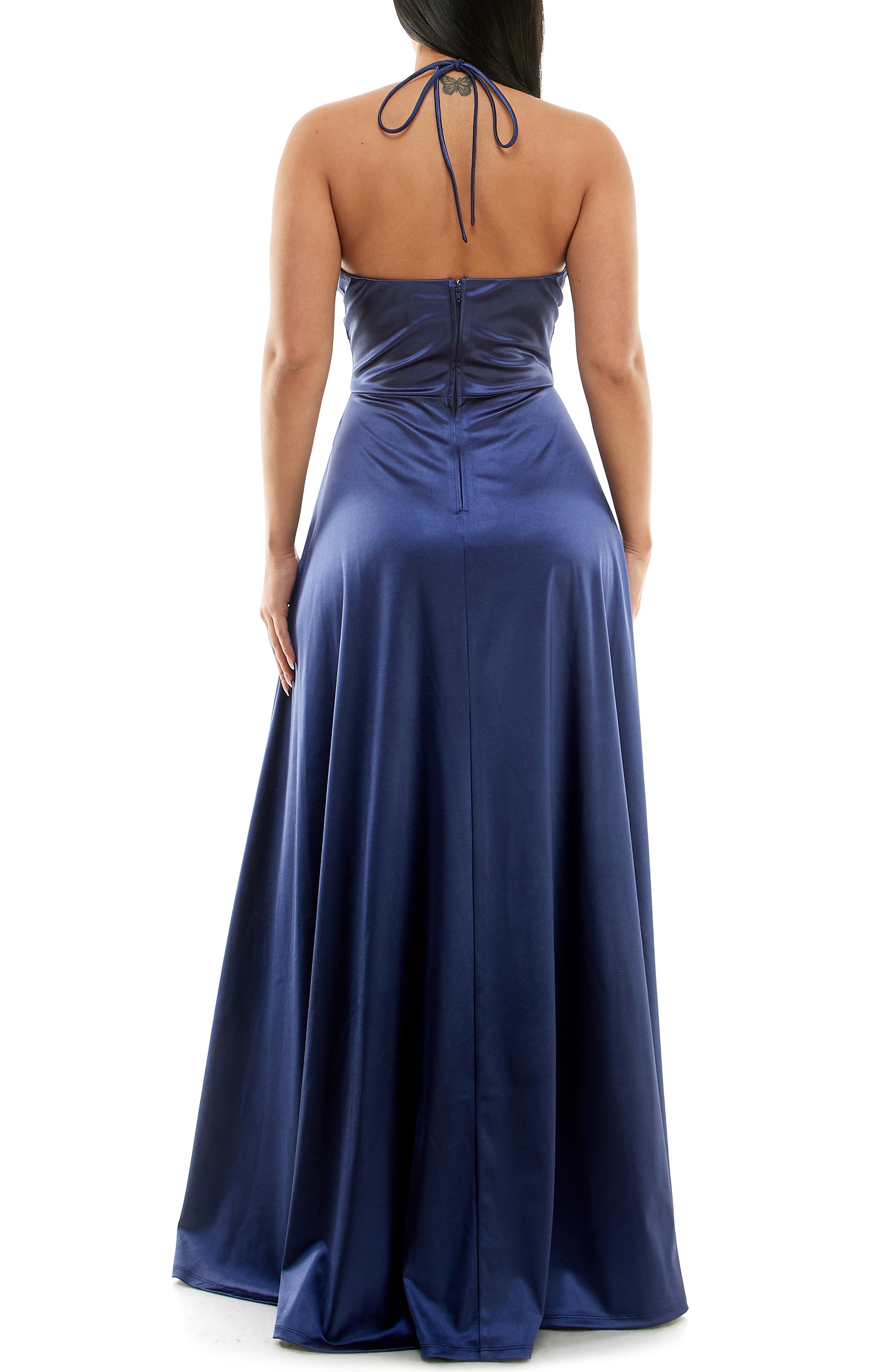 Speechless Halter Neck Keyhole Satin Gown | Nordstrom