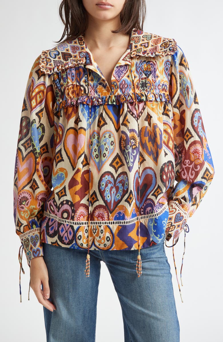 FARM Rio Hearts Ikat Cream Top | Nordstromrack