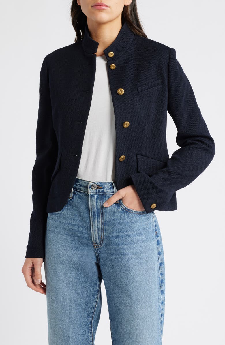 rag & bone Slade Virgin Wool Blend Piqué Crop Blazer | Nordstromrack
