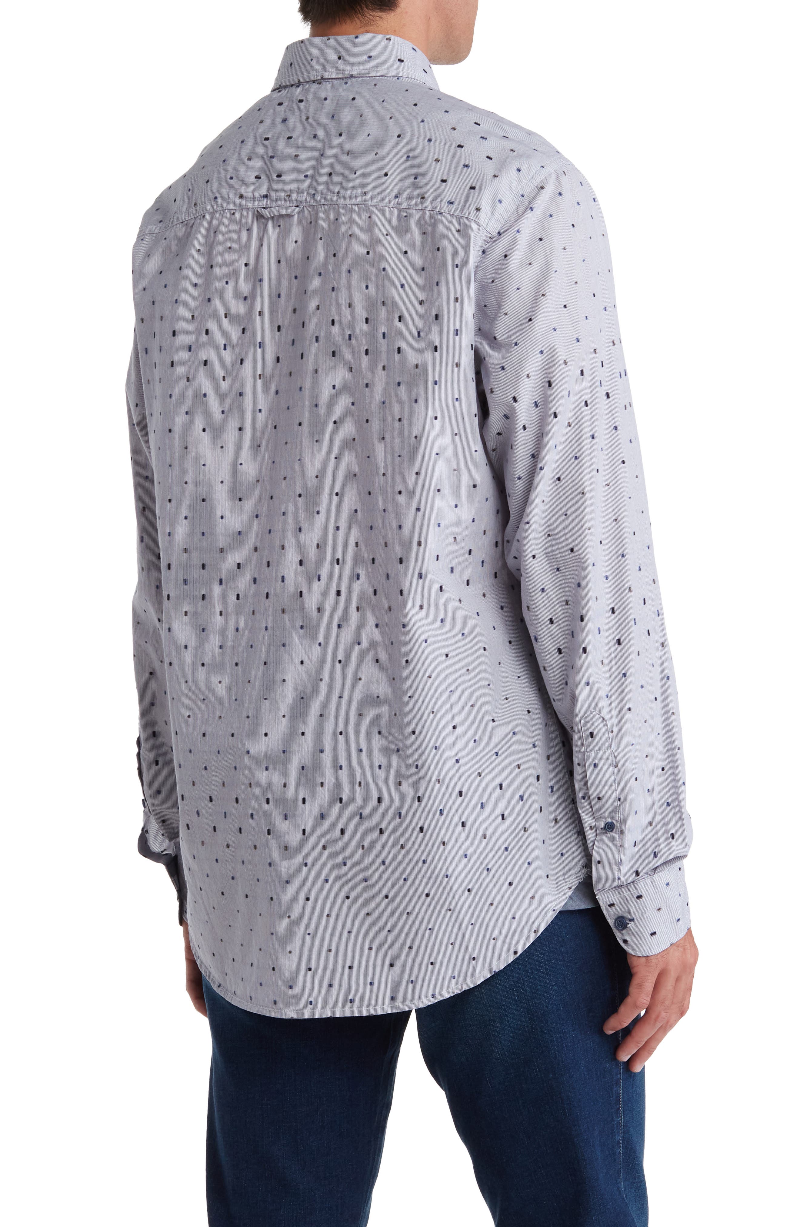 PARK WEST Trim Fit Clipped Dobby Micro Neat Print Button-Up Shirt ...