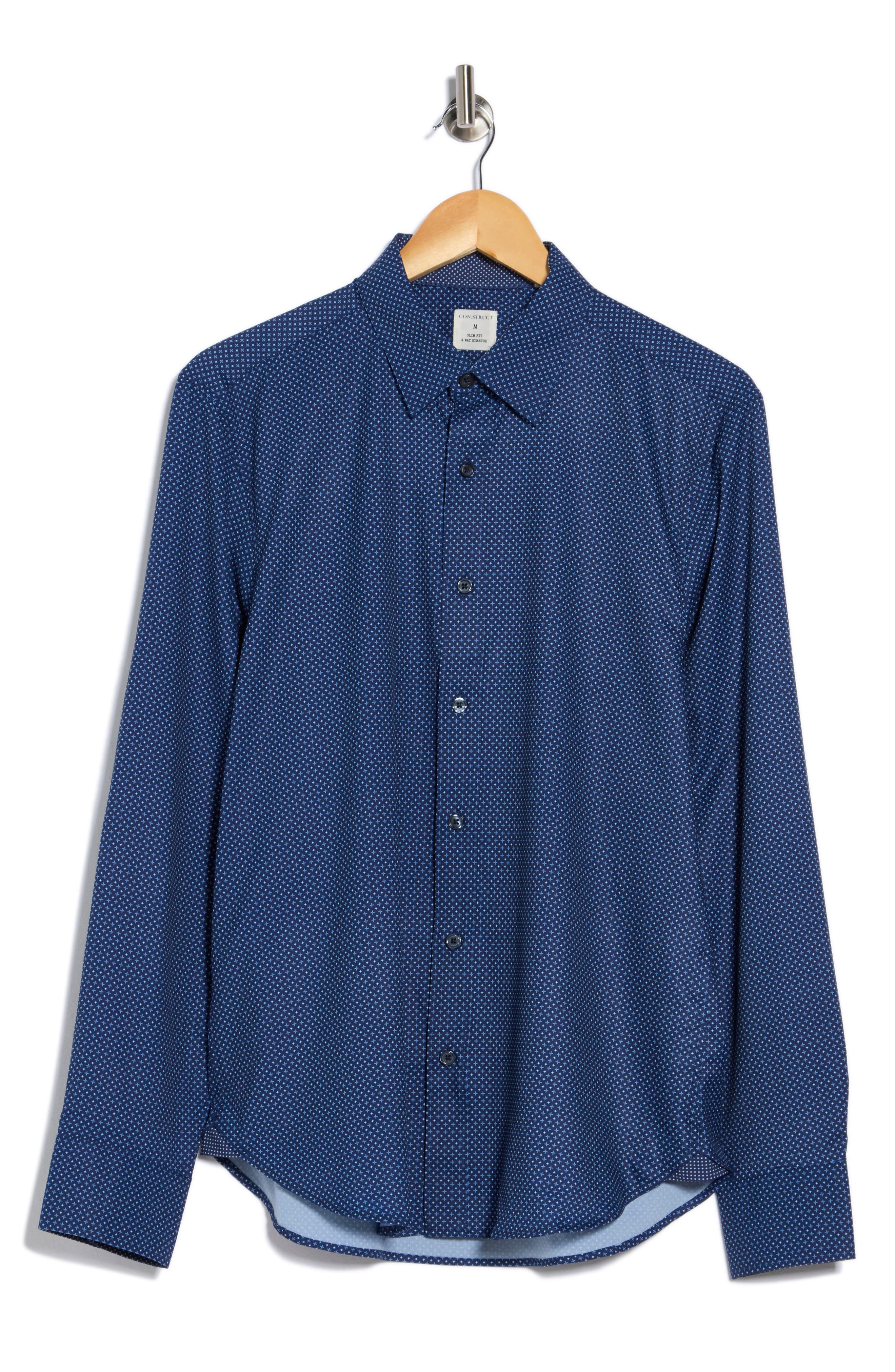 Slim Fit Micro Geometric 4-Way Stretch Performance Button-Up Shirt (Men ...