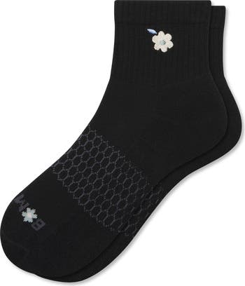 Bombas Embroidered Flower Quarter Socks | Nordstrom