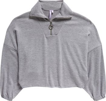 Good Luck Girl Kids' Batwing Quarter Zip Crop Sweatshirt | Nordstrom