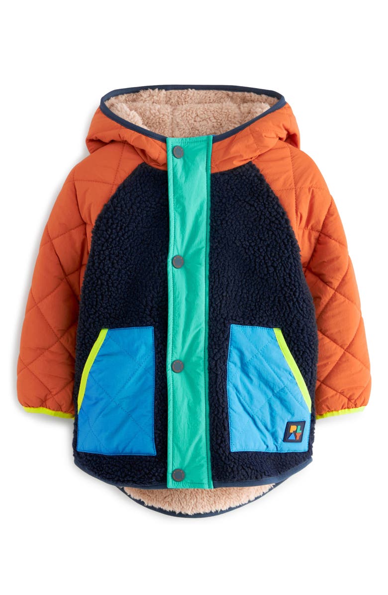 NEXT Kids' Borg Quilted Colorblock Hooded Jacket | Nordstrom