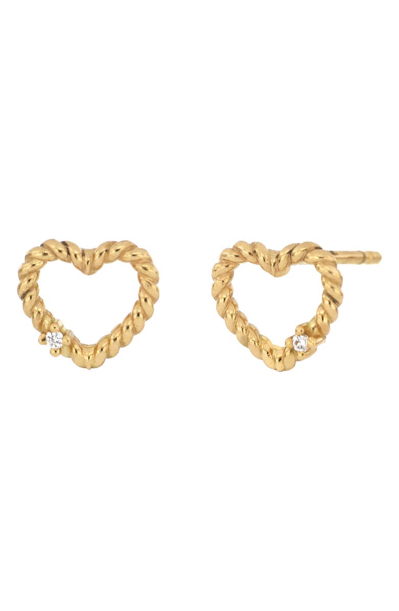 Bony Levy 18K Yellow Gold Icons Twisted Heart Diamond Stud Earrings - 0 ...