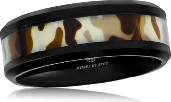 BLACKJACK Men's Camouflage Black Stainless Steel Band Ring | Nordstromrack