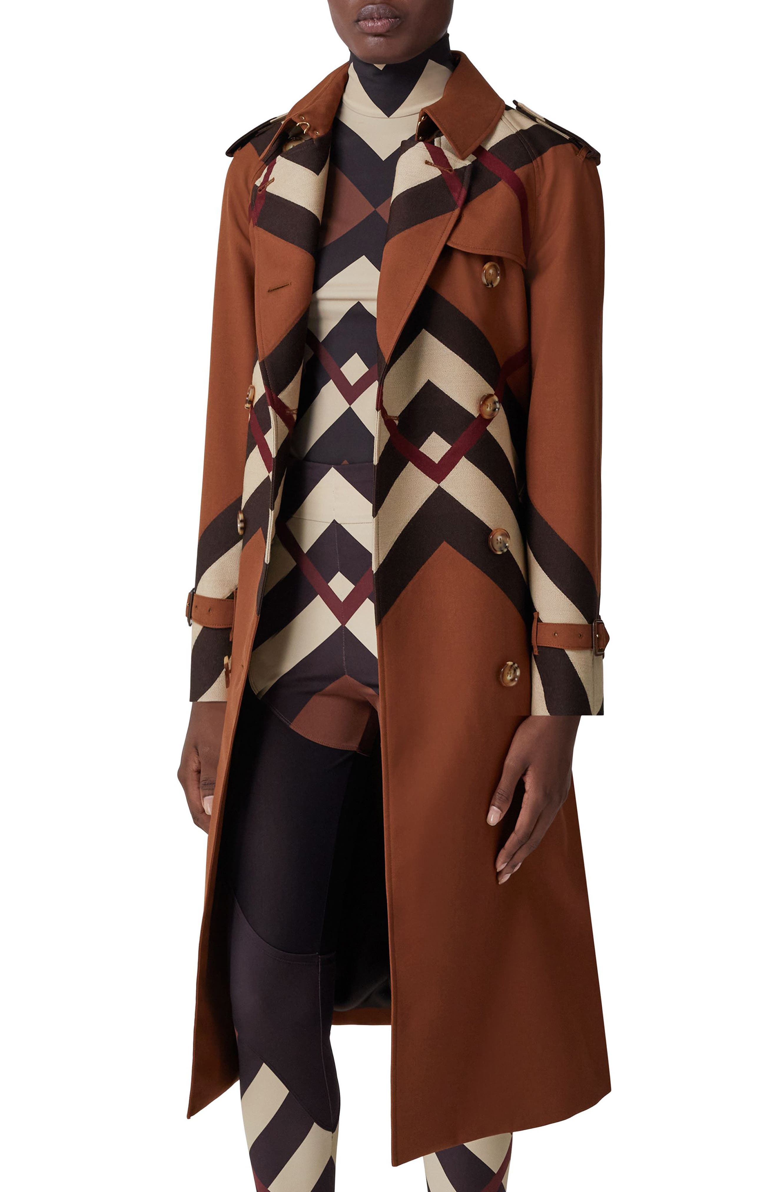 Burberry Waterloo Kissing Check Wool Trench Coat | Nordstrom
