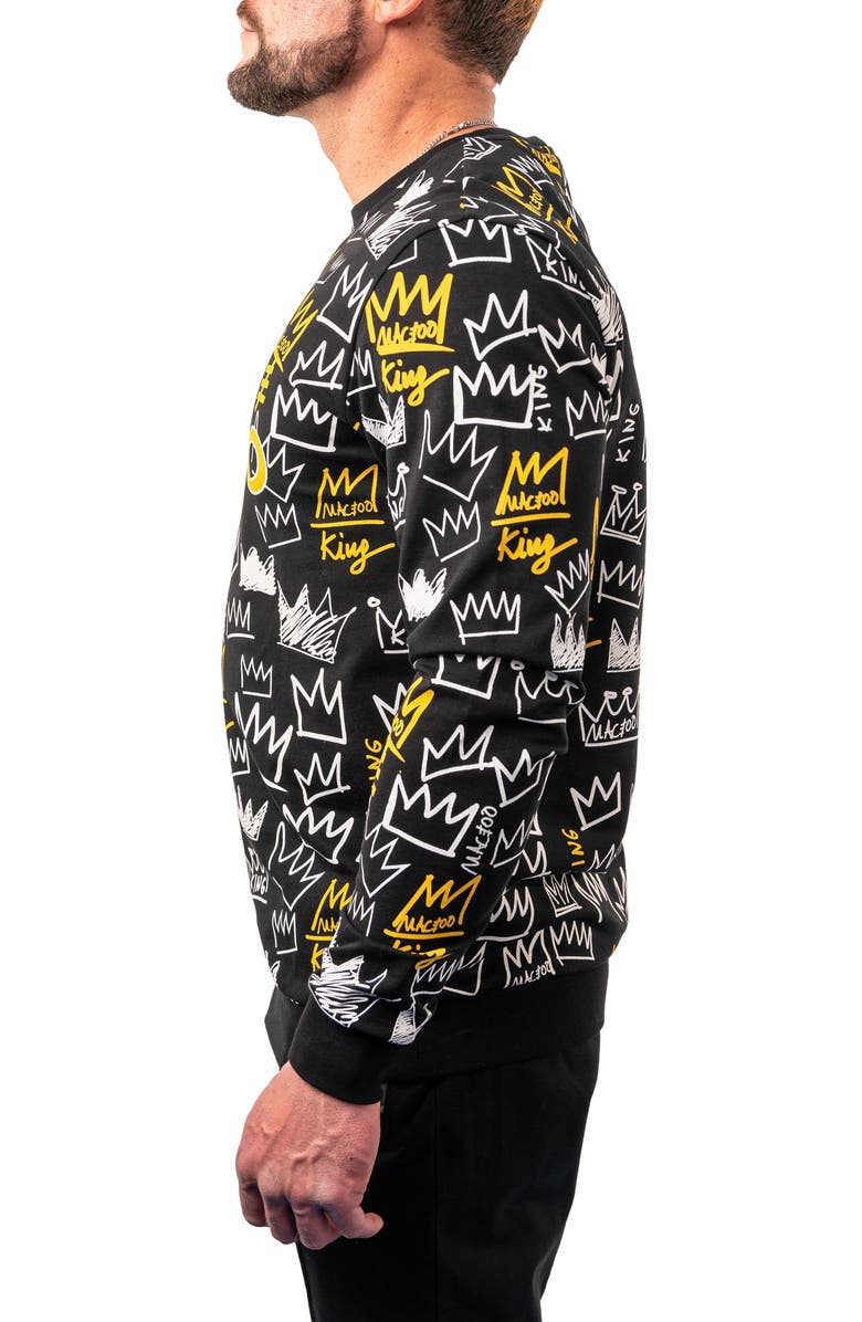 Maceoo Kingdom Black Print Stretch Cotton Graphic Crewneck Sweater ...