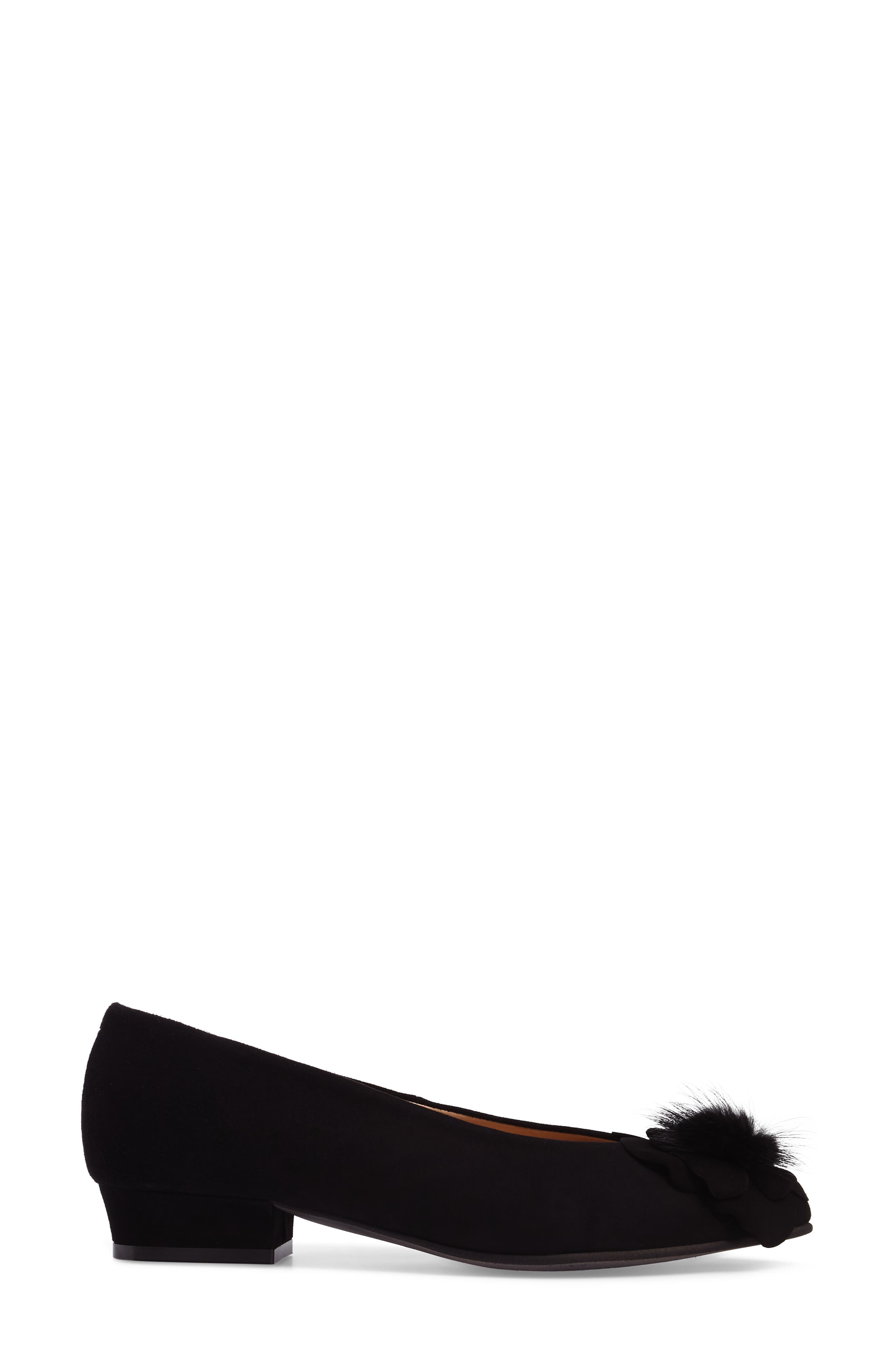 Sesto Meucci Genuine Rabbit Fur Pom Flat (Women) | Nordstrom