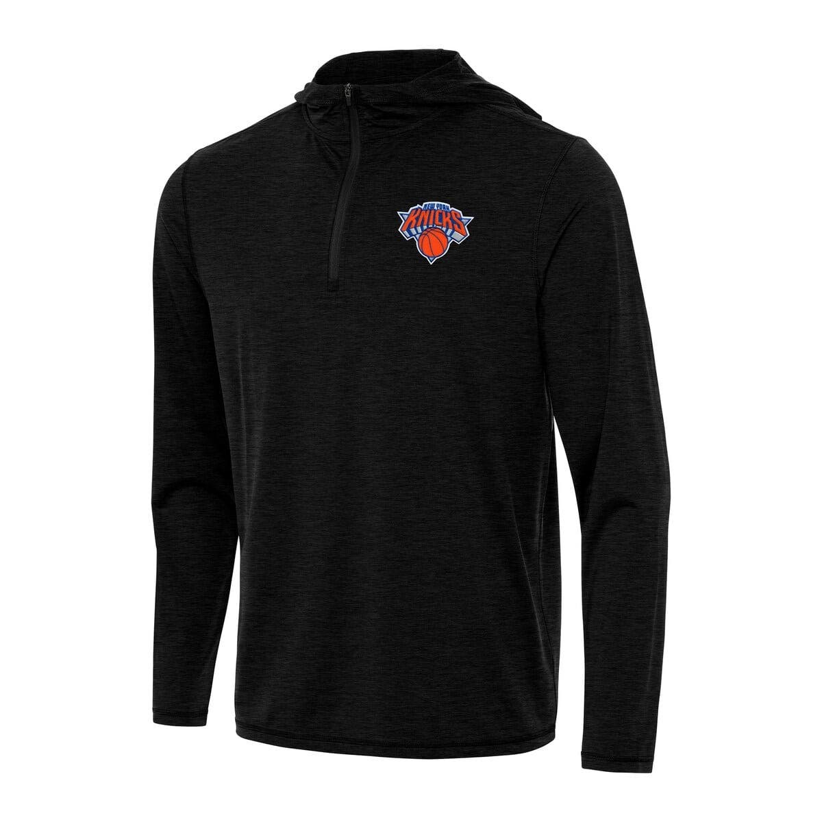 ANTIGUA Men's Antigua Heather Black New York Knicks Tidy Quarter-Zip ...