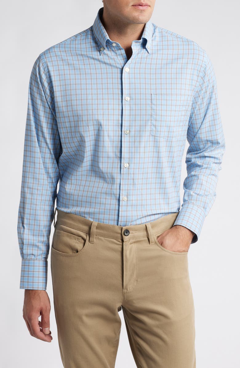 Peter Millar Rivers Check Performance Twill Button-Down Shirt ...