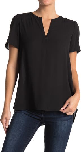 Pleione Solid Pleated Back High/Low Tunic Top | Nordstromrack