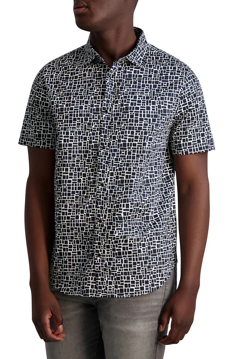 KARL LAGERFELD PARIS Regular Fit Geometric Box Print Short Sleeve ...