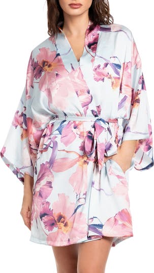 Midnight Bakery Haven Print Satin Short Robe | Nordstromrack