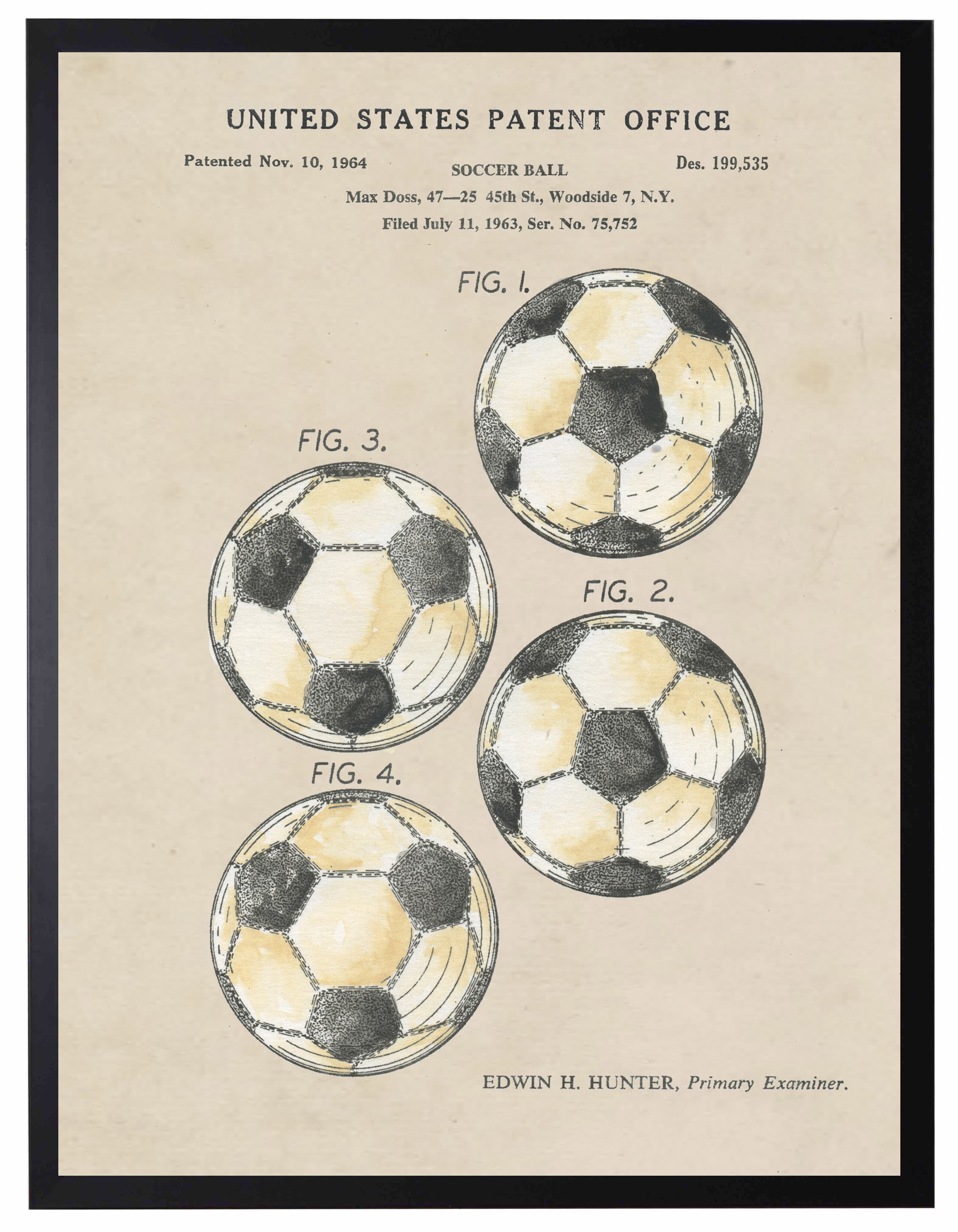 Antique Curiosities Soccer Ball Patent in Black Frame | Nordstrom