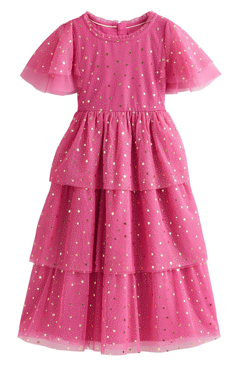 Mini Boden Kids' Foil Star Tiered Tulle Party Dress | Nordstromrack