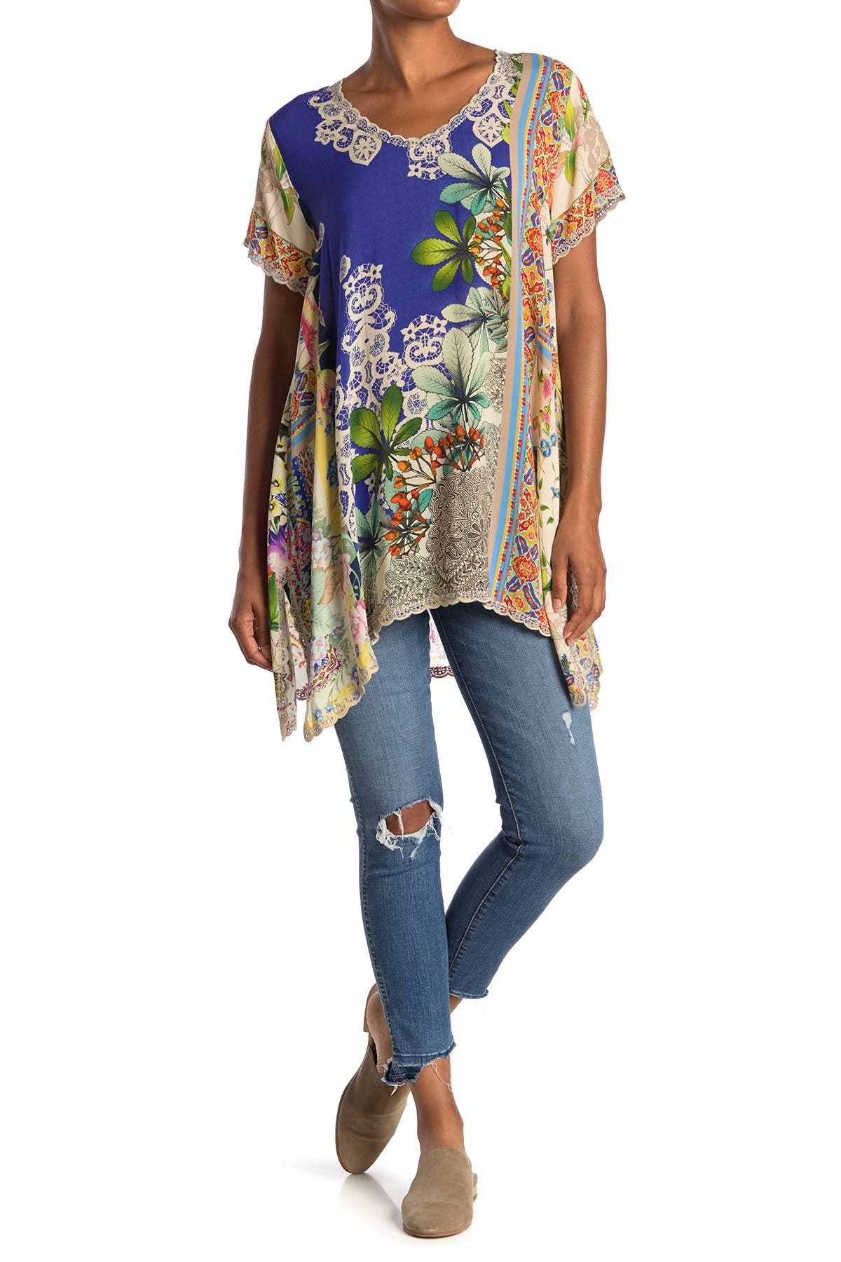 Johnny Was Marron Mixed Print Sharkbite Tunic | Nordstromrack