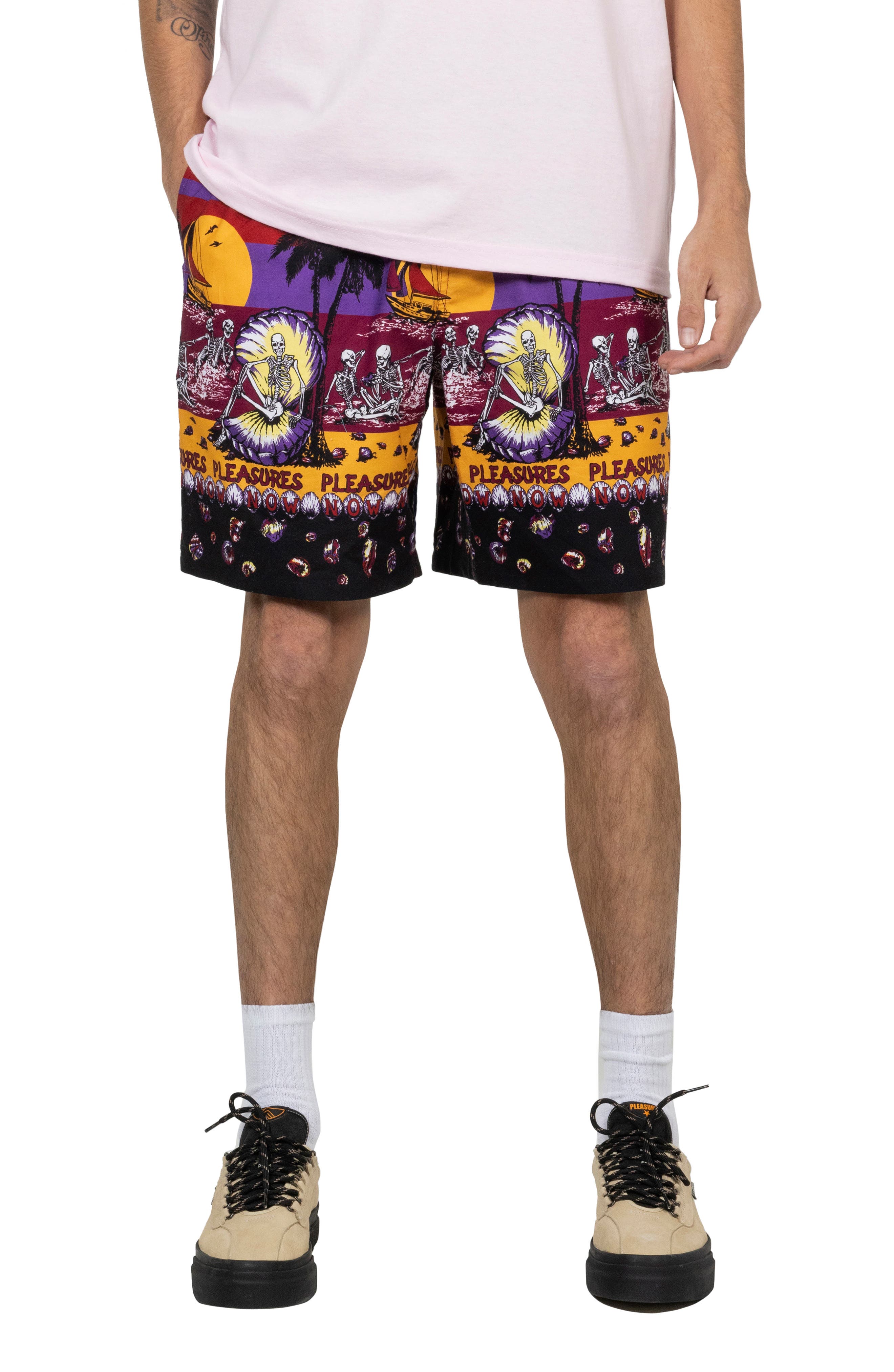 PLEASURES Beach Print Elastic Waist Shorts | Nordstromrack
