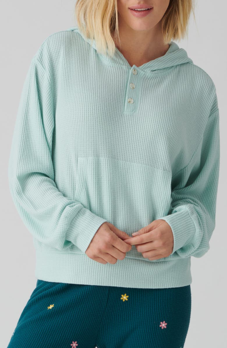 PJ Salvage Take it Easy Waffle Knit Hooded Henley | Nordstromrack