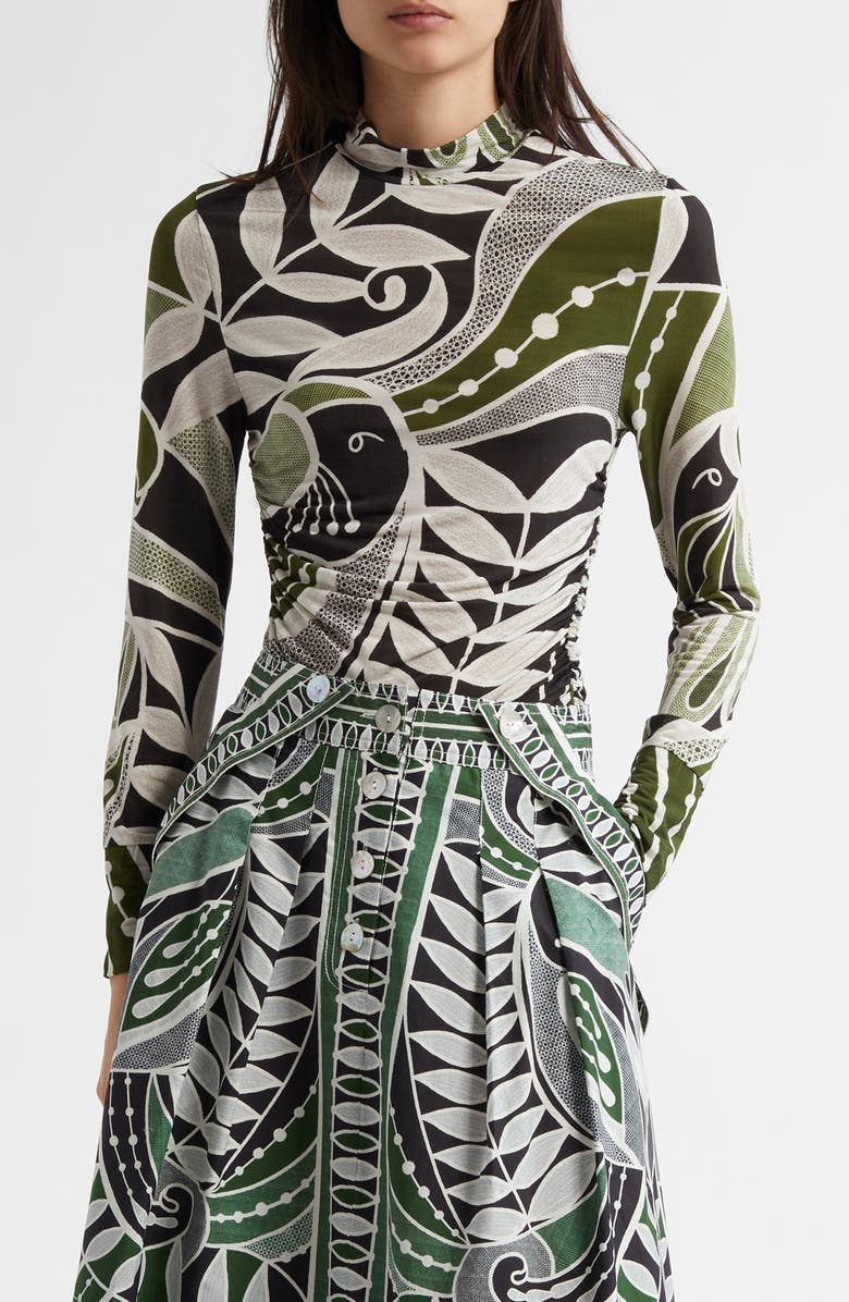 FARM Rio Lace Nature Mock Neck Jersey Top | Nordstrom