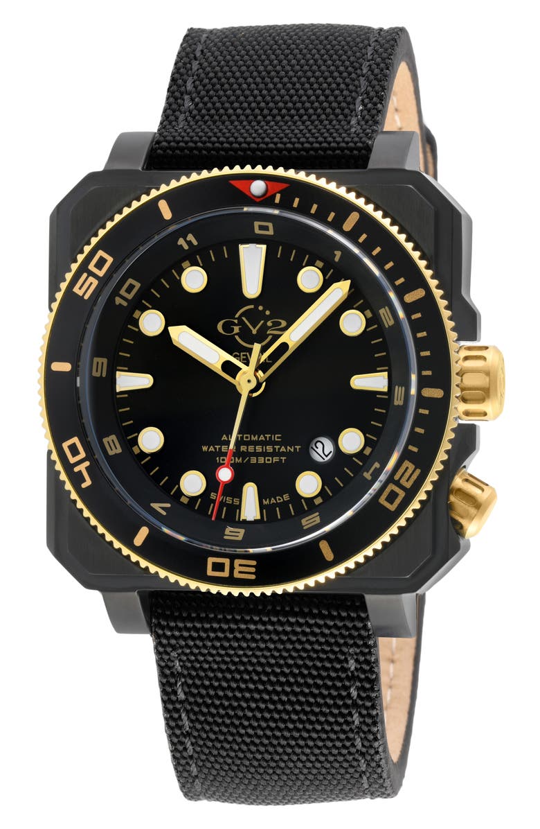 GV2 XO Submarine Canvas Strap Watch, 44mm | Nordstromrack