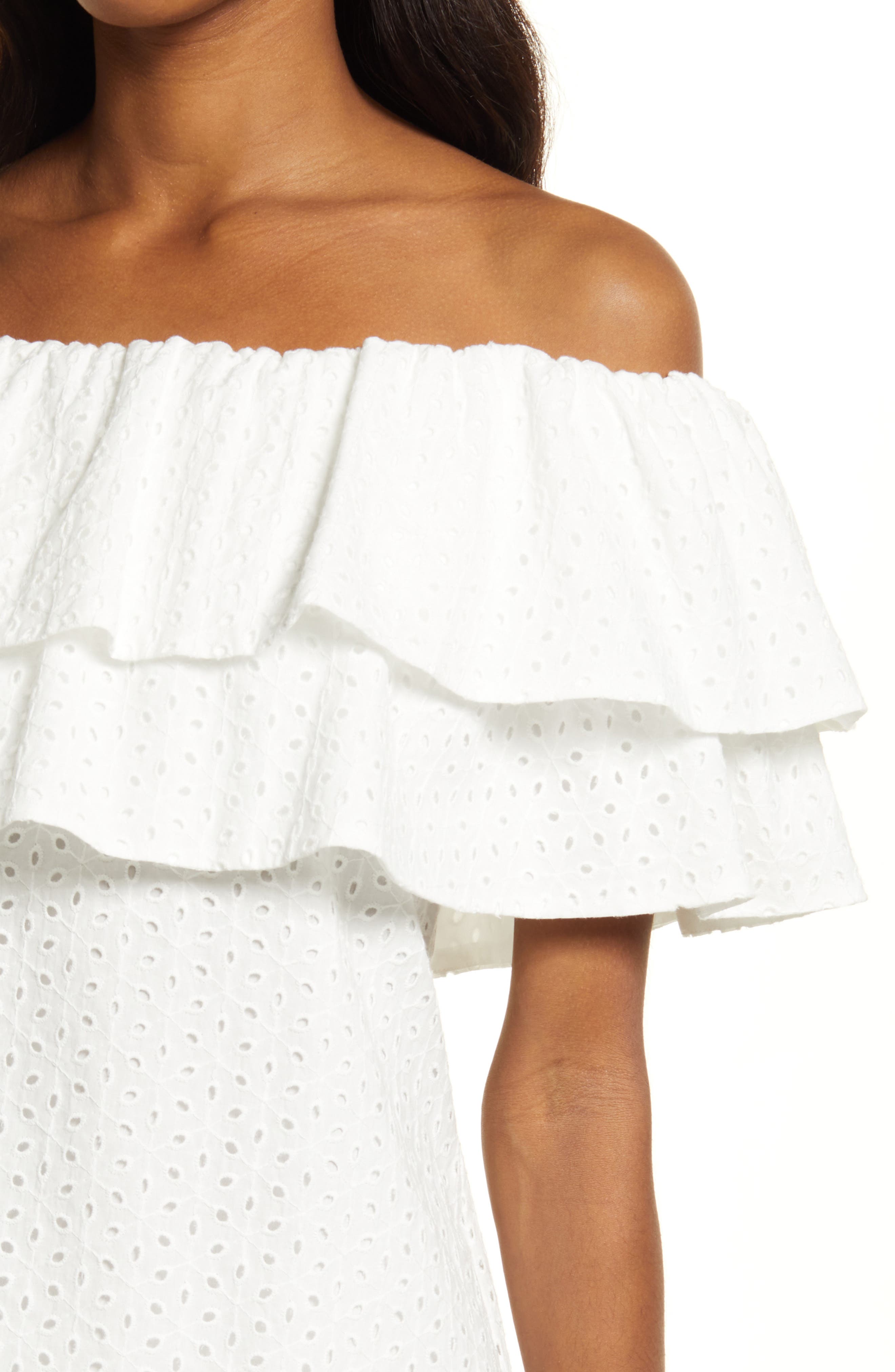 Charles Henry Off the Shoulder Cotton Eyelet Dress | Nordstrom