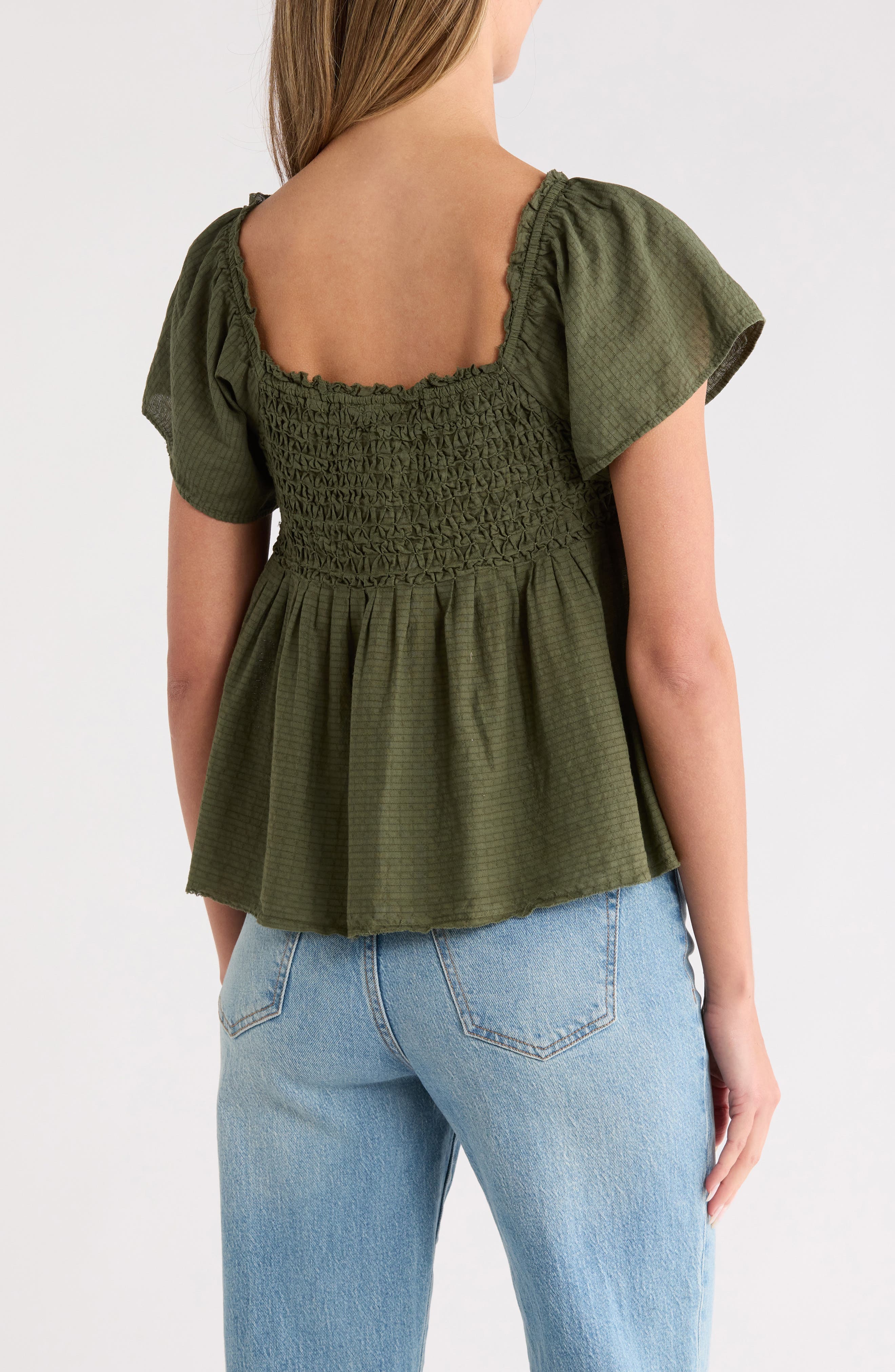 Lucky Brand Smocked Babydoll Top | Nordstromrack