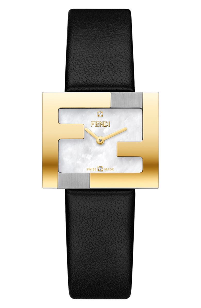 Fendi Fendimania Diamond Leather Strap Watch, 24mm x 20mm | Nordstromrack