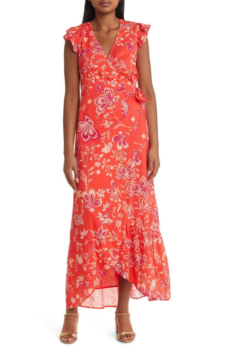 Du Paradis Floral Cotton Wrap Maxi Dress | Nordstromrack
