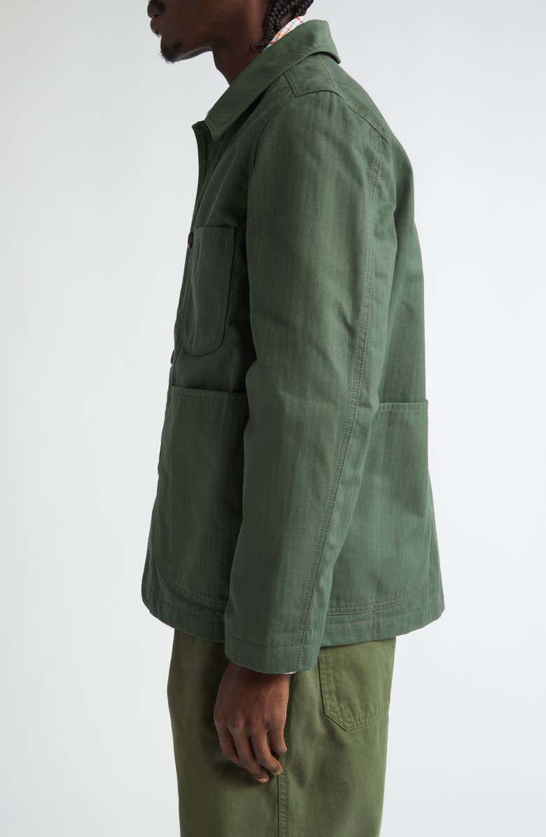 Drake's Cotton Herringbone Button-Up Jacket | Nordstrom