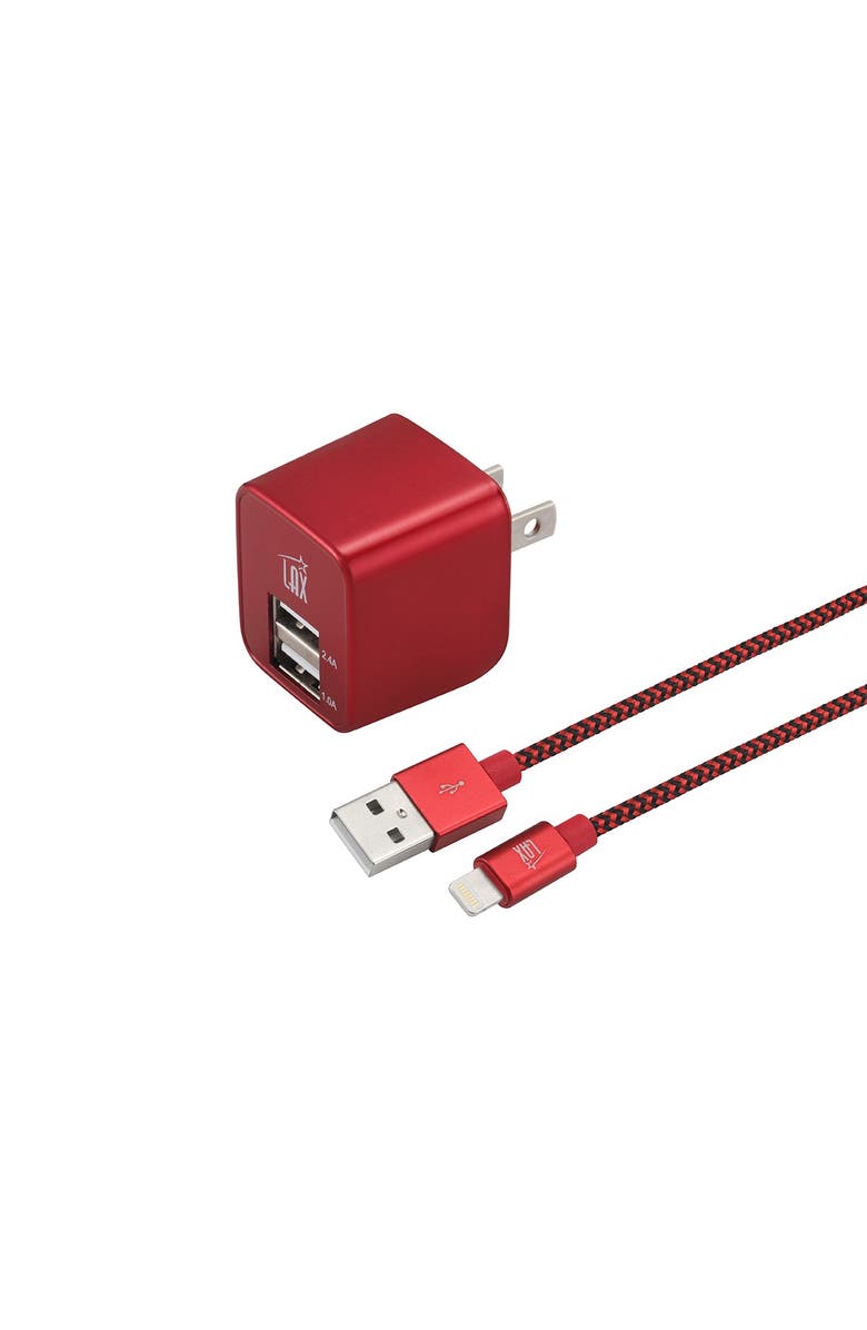 LAX GADGETS Red LAX 2.4A Wall Charger with 6ft Apple Certified ...