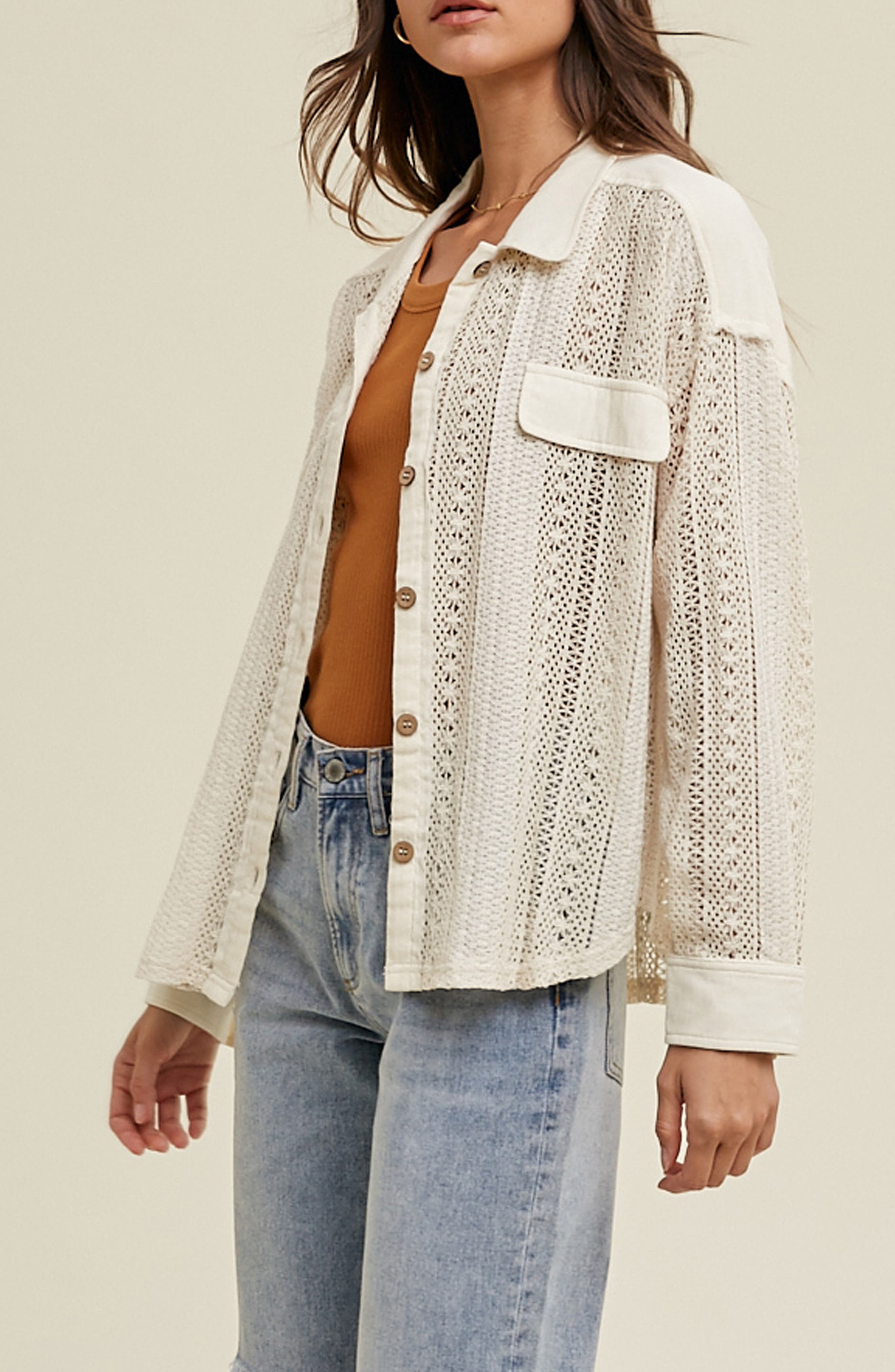 WISHLIST Open Stitch Button-Up Shirt | Nordstromrack