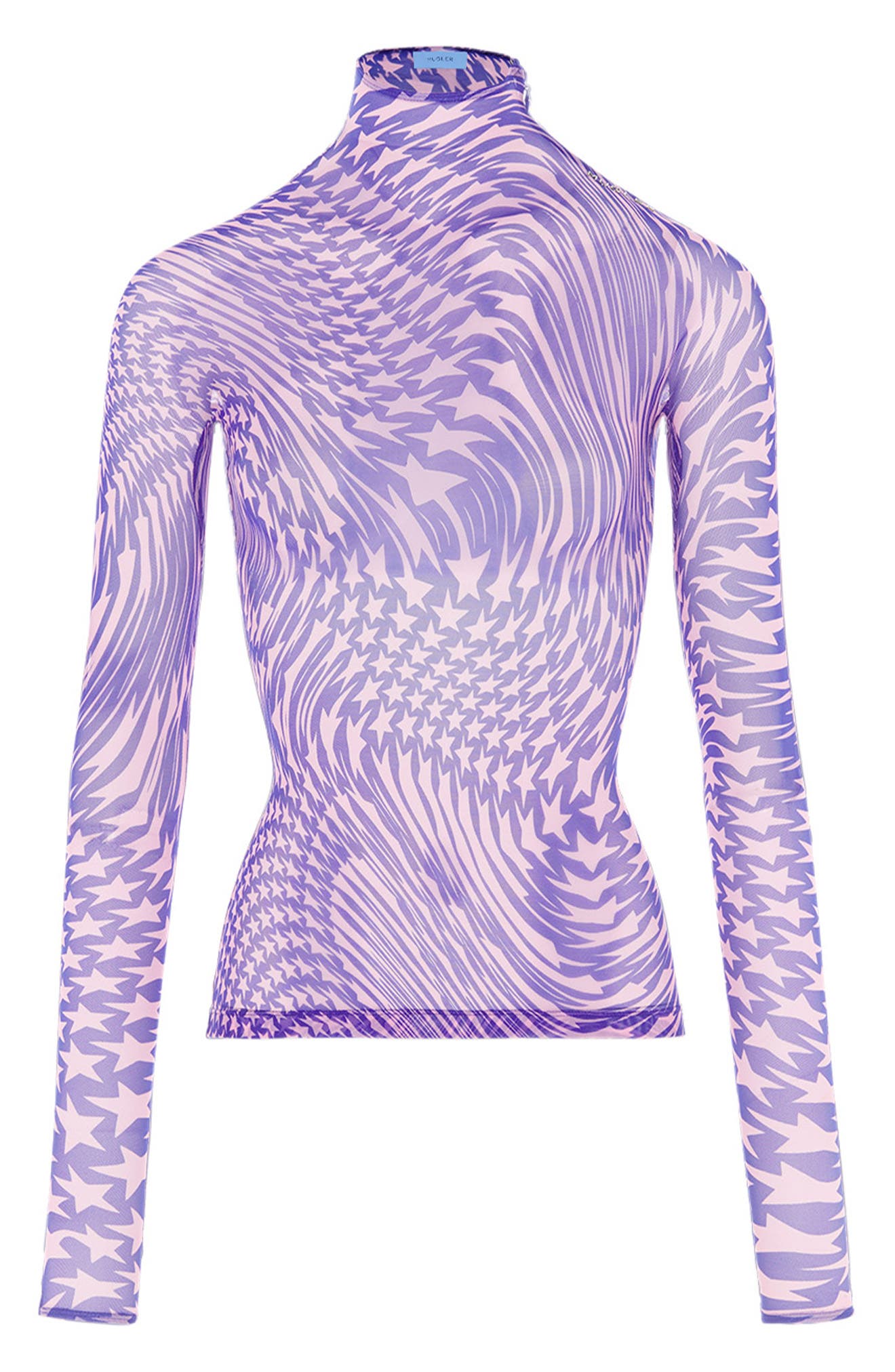 MUGLER Icon Star Sheer Mesh Turtleneck Top (Women) | Nordstrom