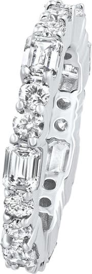 Bliss Diamond 2.50Ct Emerald & Round Cut Diamond Eternity Wedding Ring ...
