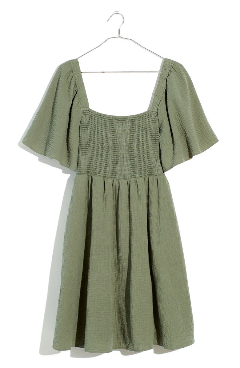 Madewell Lightspun Lucie Smocked Tie Back Minidress | Nordstrom