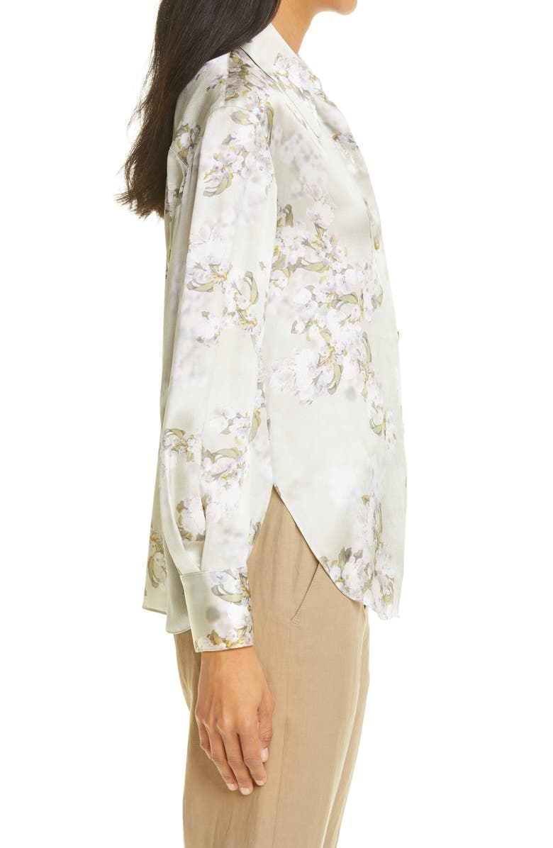 Vince Hazy Blossom Long Sleeve Button-Up Silk Blouse | Nordstromrack
