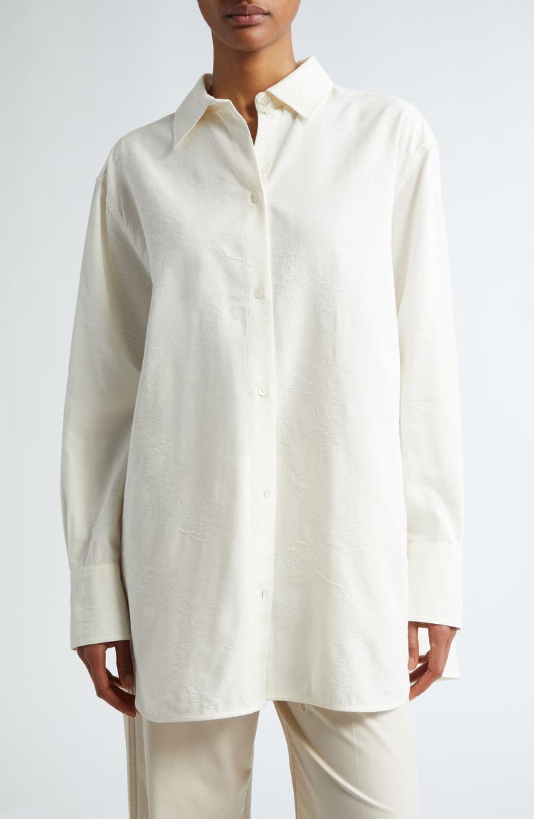TOTEME Relaxed Fit Tonal Floral Jacquard Button-Up Shirt | Nordstromrack