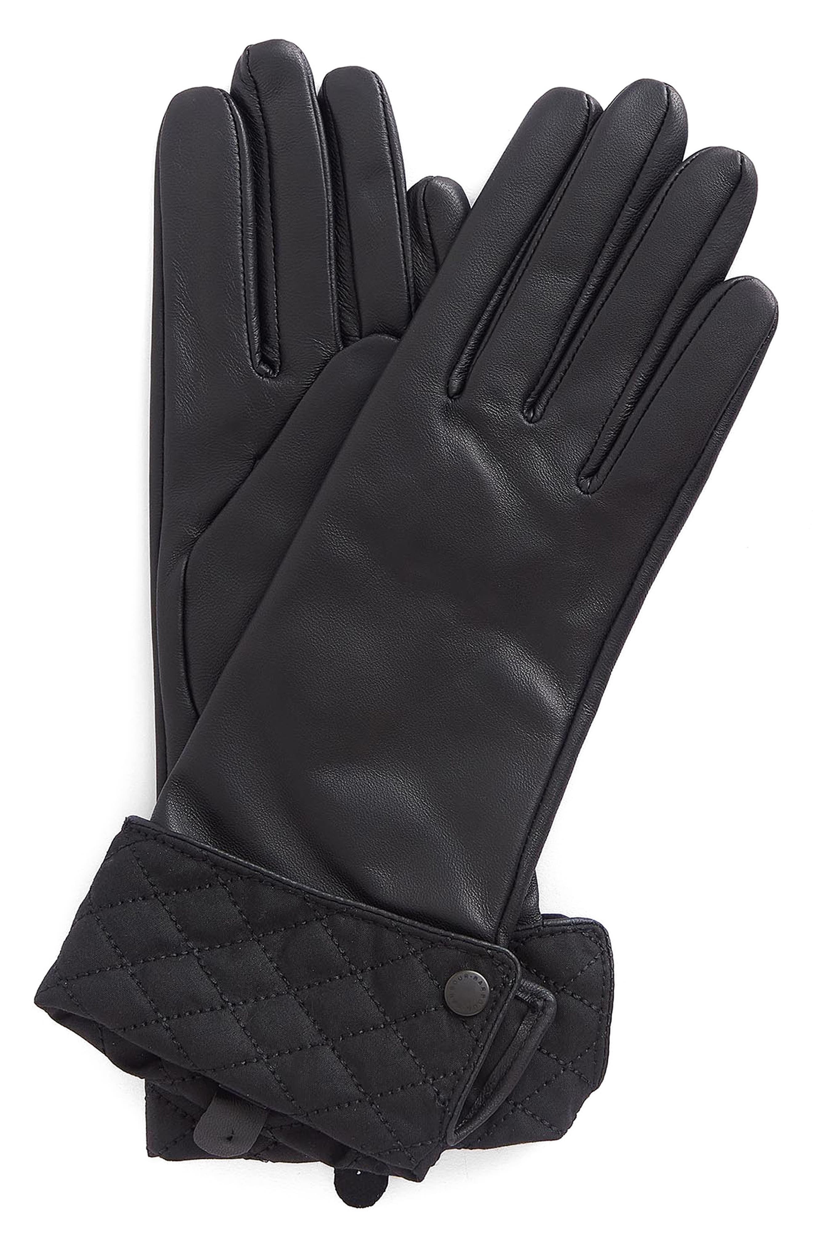 Barbour Lady Jane Quilt Cuff Leather Gloves | Nordstromrack